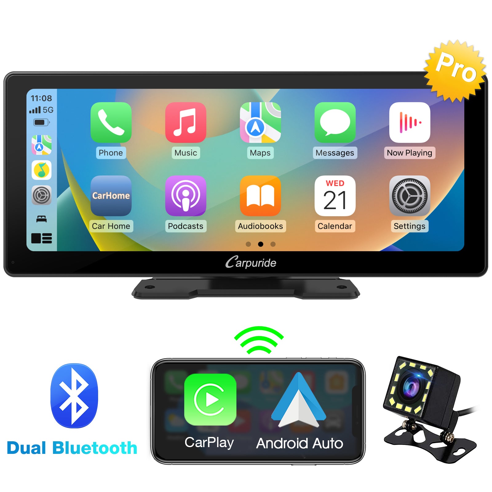 Car Stereo Dual Bluetooth & Android Auto Car Stereo | Carpuride W103 Pro