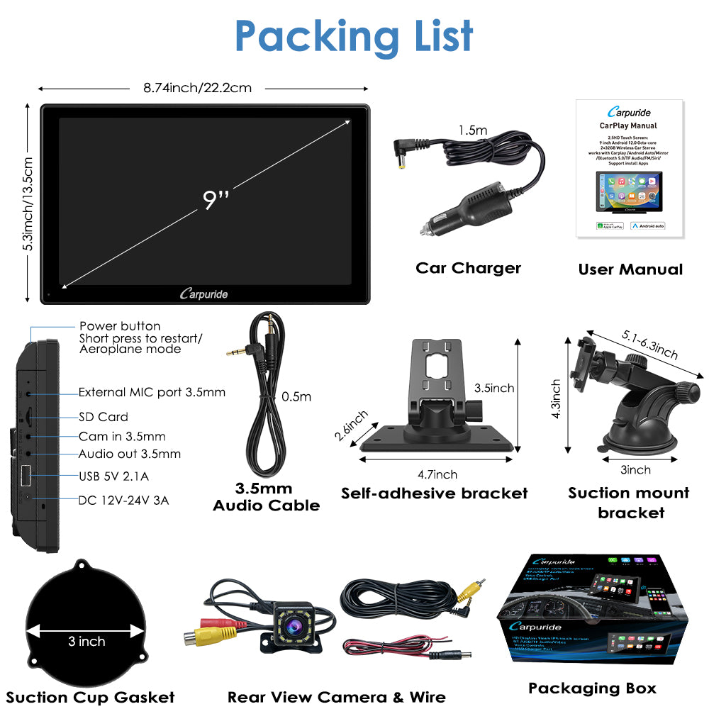 Android Auto Car Stereo & Car Stereo with Reverse Camera | Carpuride ...