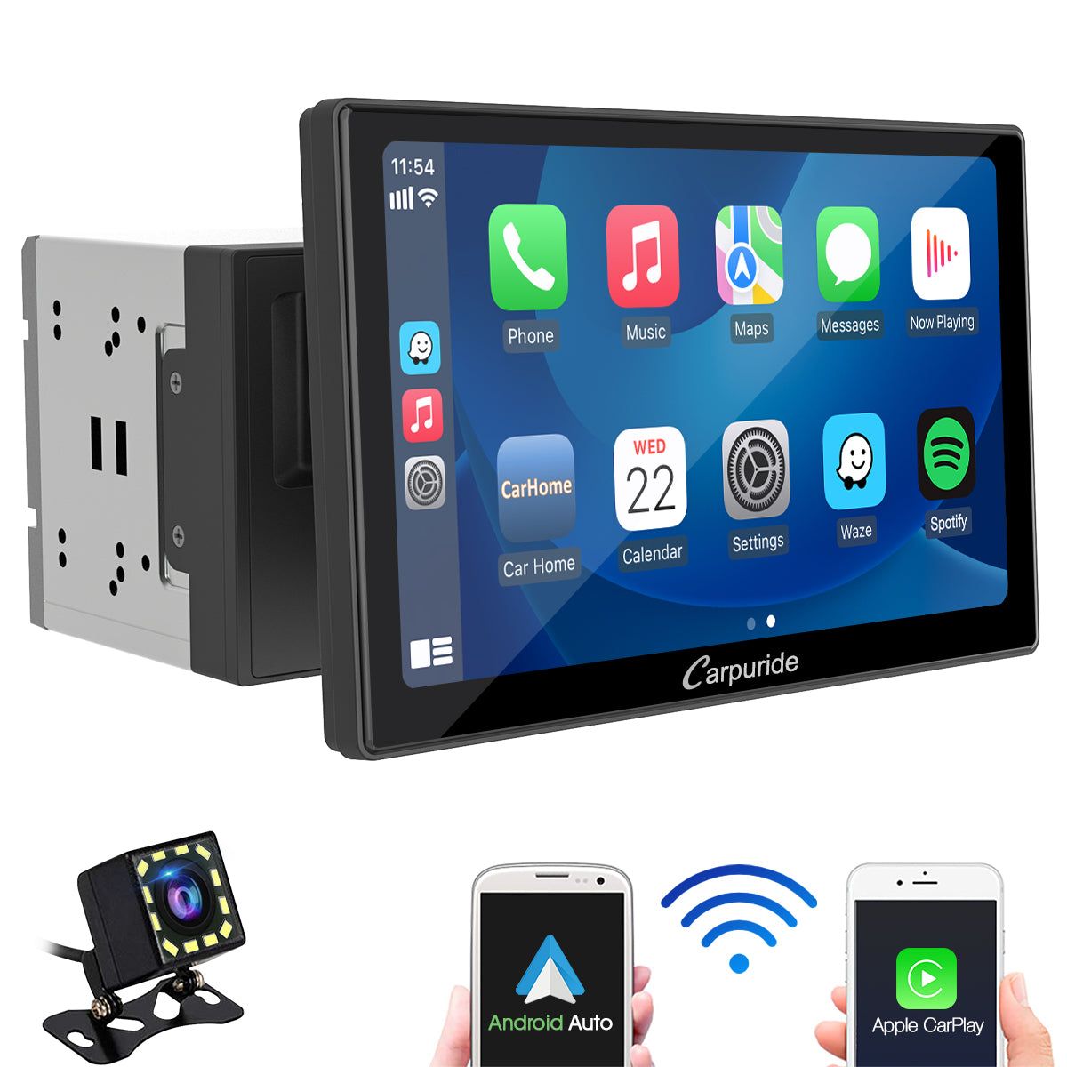 Double DIN Car Stereo with Apple CarPlay, Navigation, Bluetooth & Rear ...