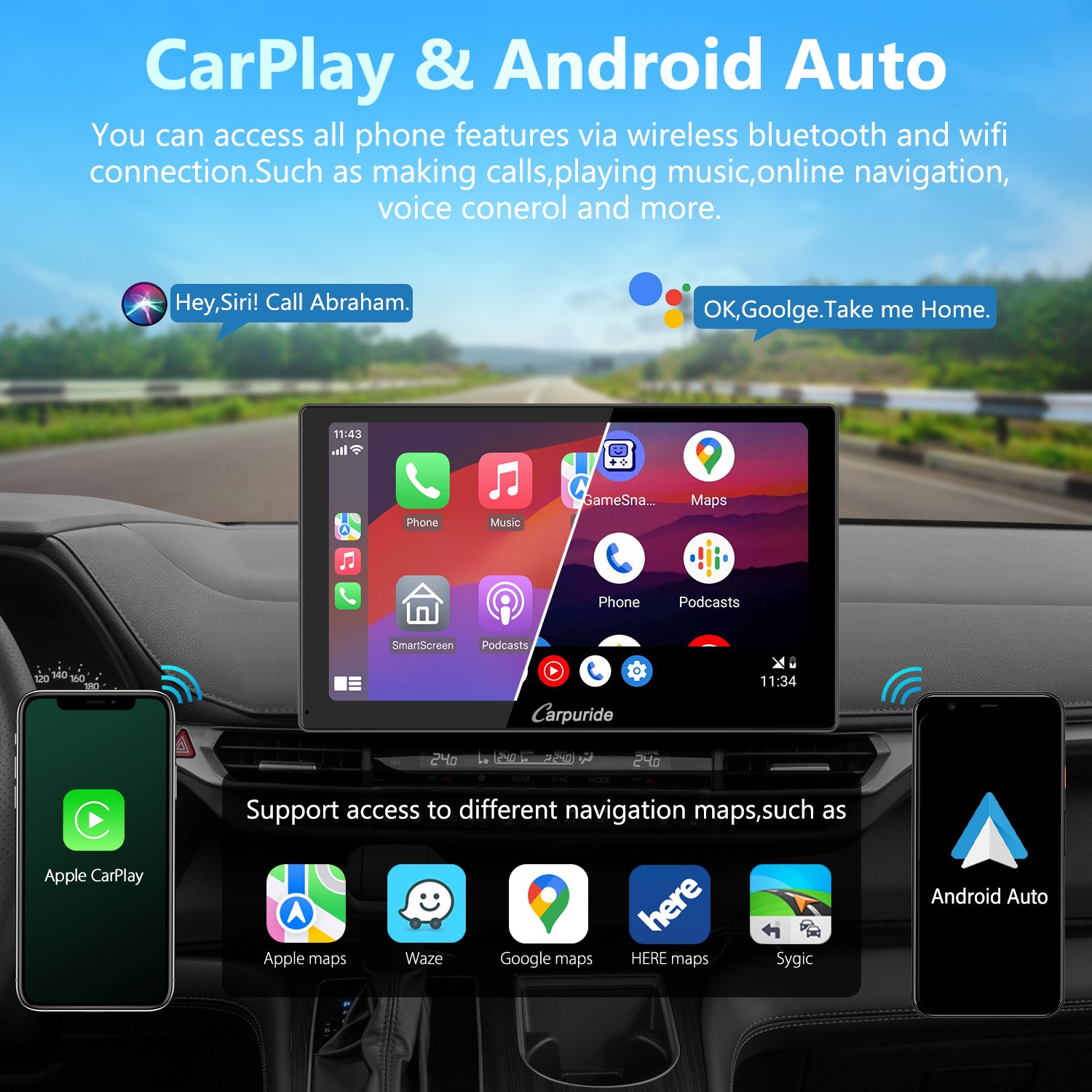 Car Radio and GPS system & Apple CarPlay Car Stereo | Carpuride C98