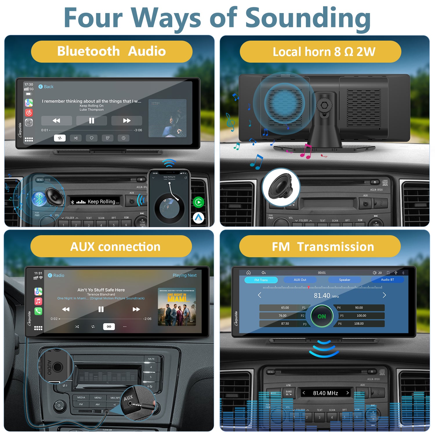 Portable Wireless Car Stereo Screen with Backup Camera