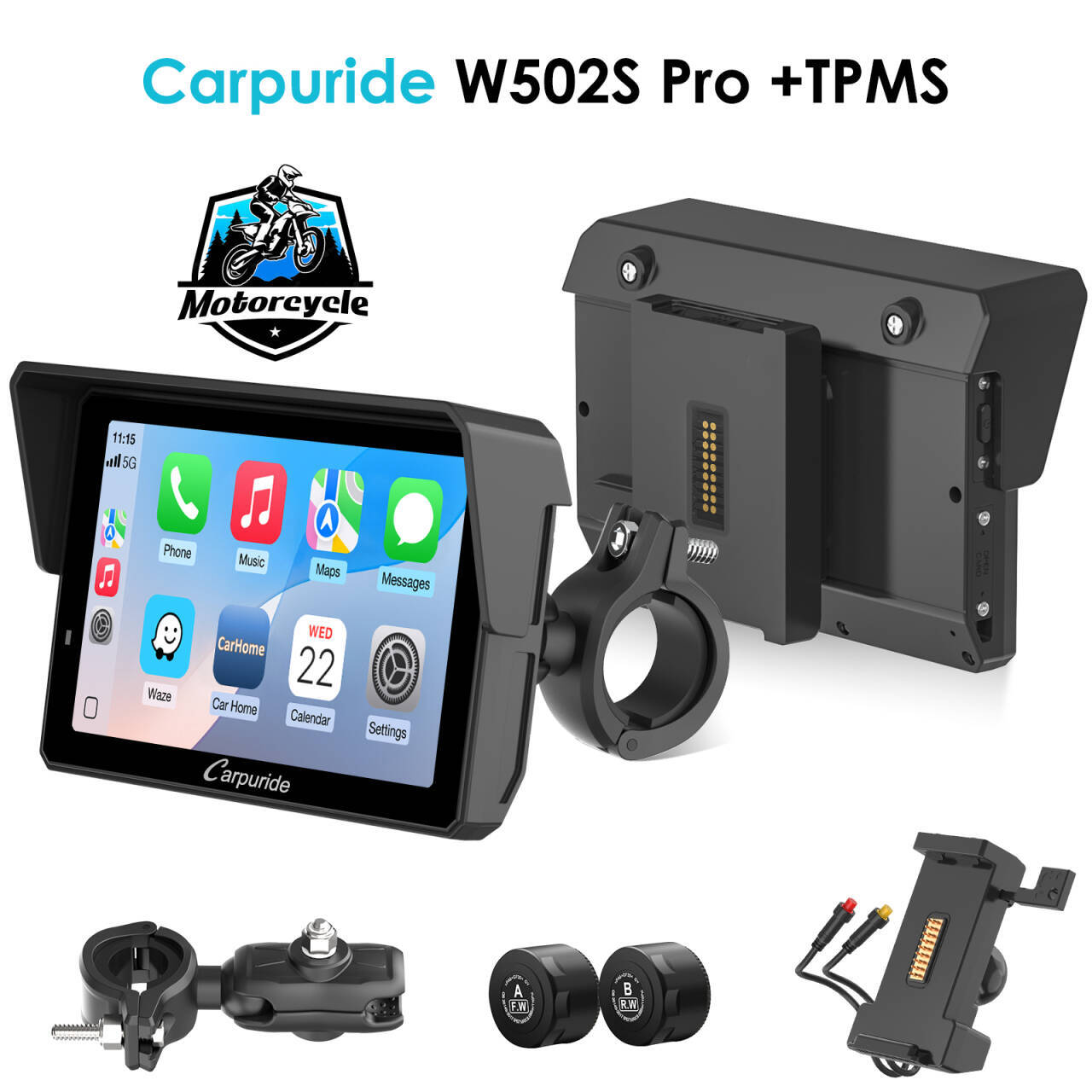 Carpuride W702S Pro/W502S Pro | Universal Motorcycle CarPlay with TPMS ...