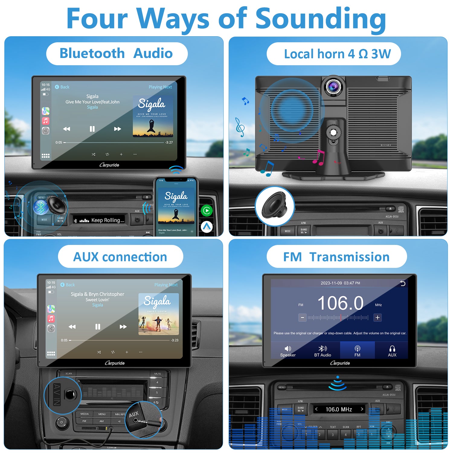 CARPURIDE W905 Portable Smart Multimedia Car Stereo with Dual Cameras