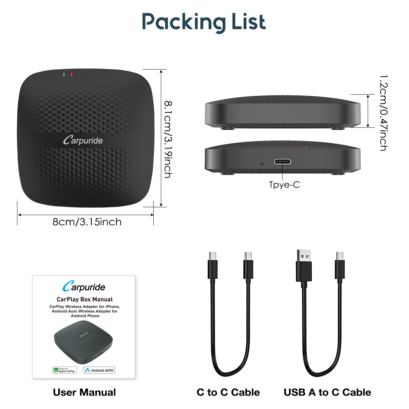 CARPURIDE H02 2-in-1 Magic Box adapter - Wireless CarPlay or Android A