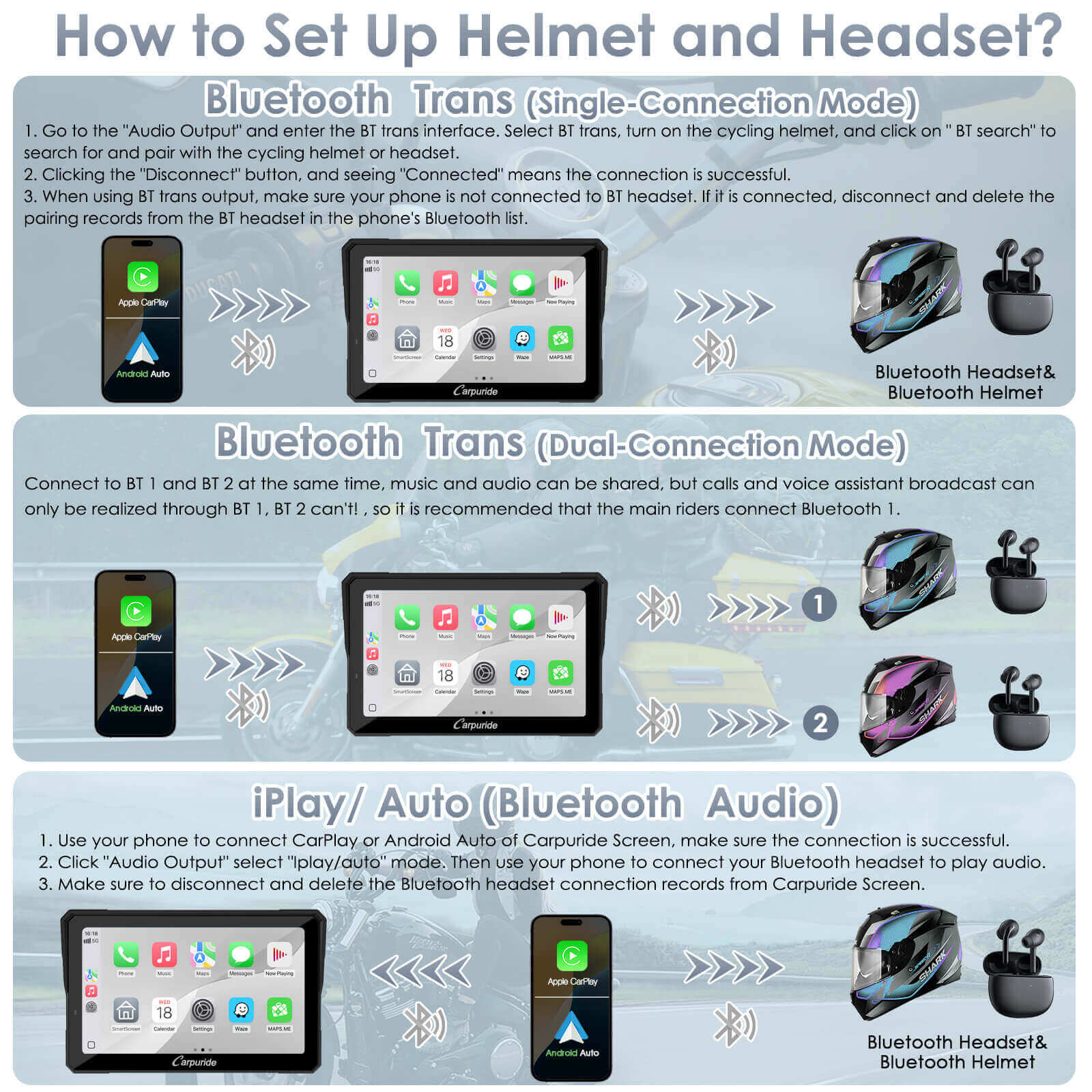 Motorcycle CarPlay System with Radar BSD, TPMS & SOS | 702RS Pro ...