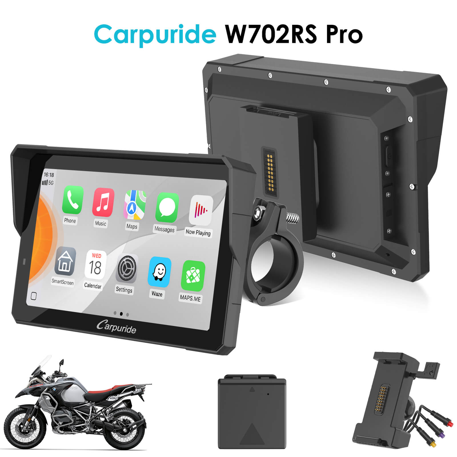 Carpuride 702RS Pro Motorcycle Stereo with Radar BSD System – Enhanced ...