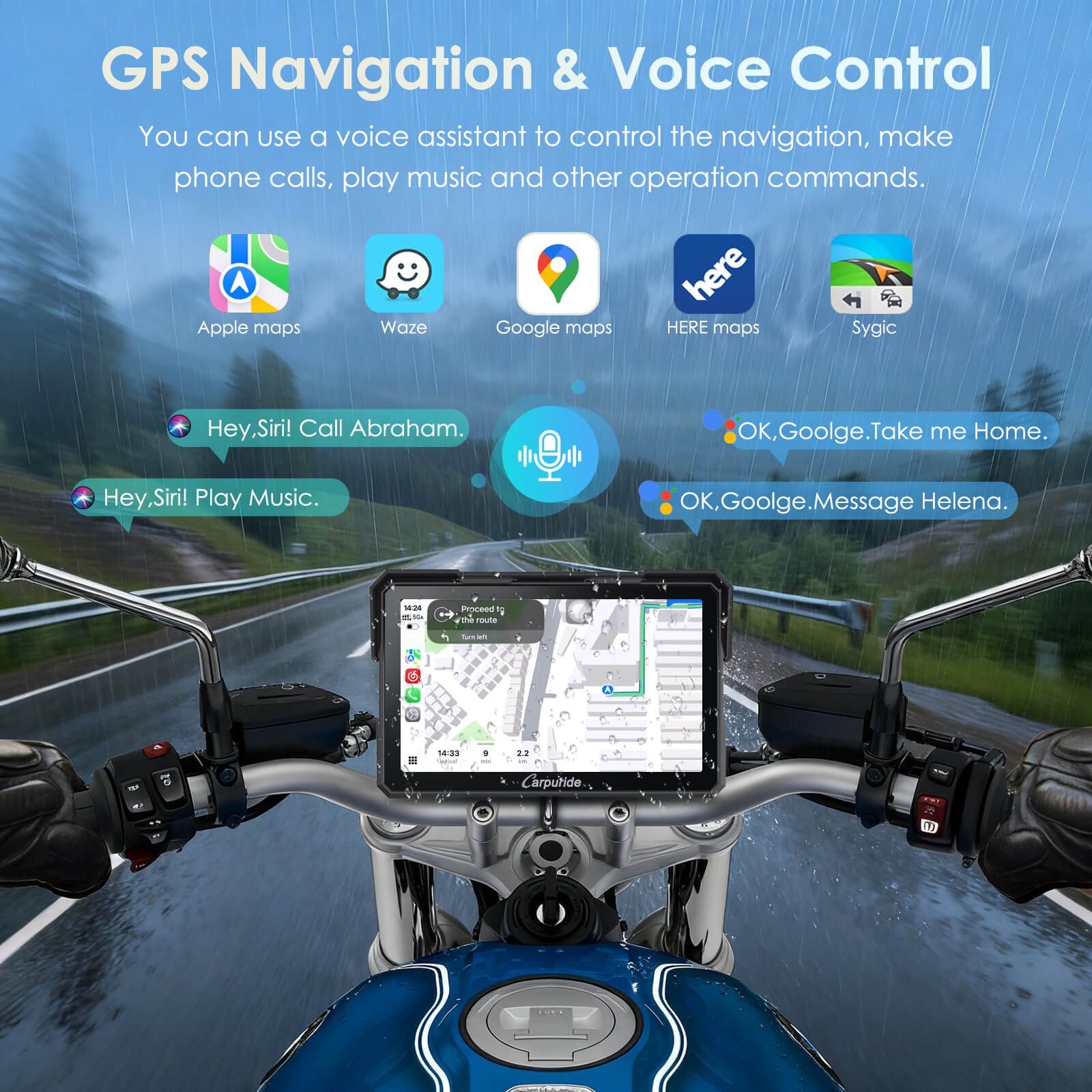 W702 Plus Motorcycle Stereo - Install Apps, Built-in GPS, Dual Cameras ...