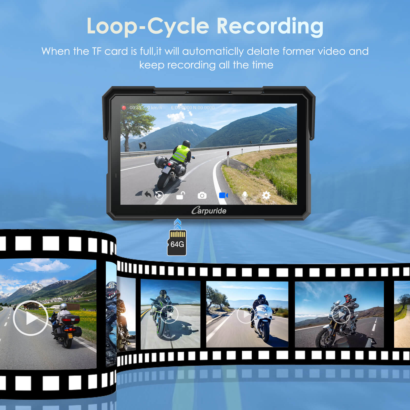 W702 Plus Motorcycle Stereo - Install Apps, Built-in GPS, Dual Cameras ...