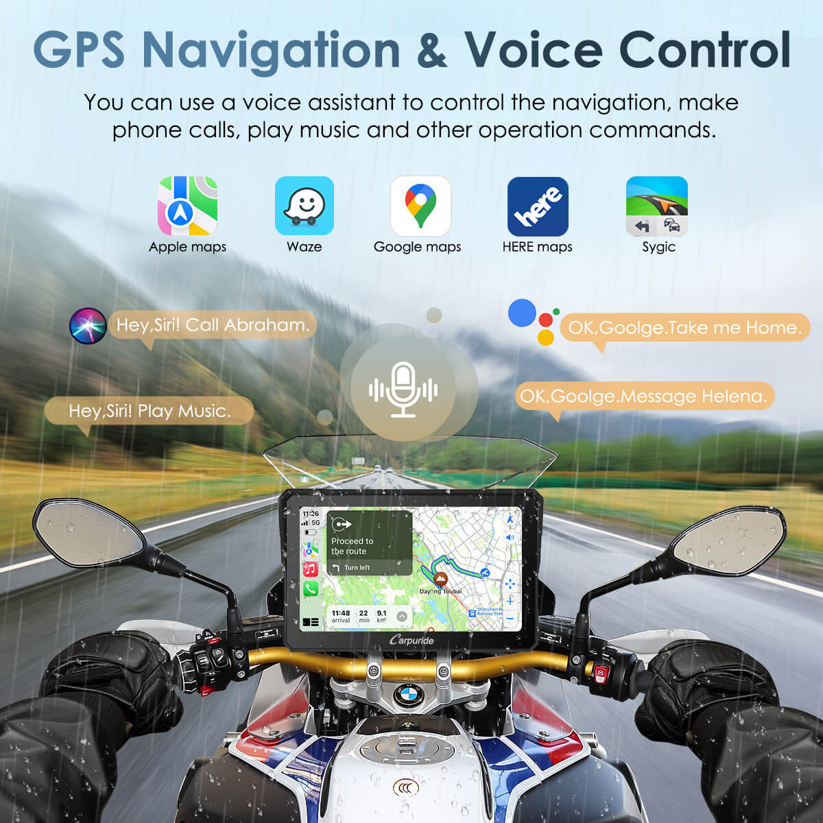 Carpuride CarPlay Screens for Motorcycles & Cars – Wireless & Portable