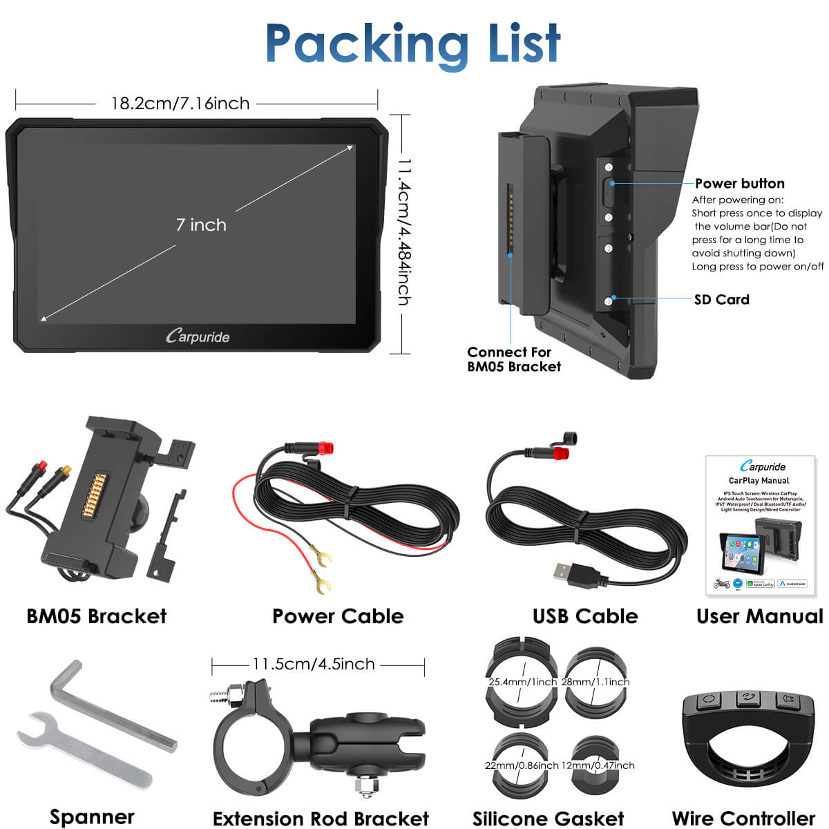 car play screen & android radio | gps navigation for motorcycle