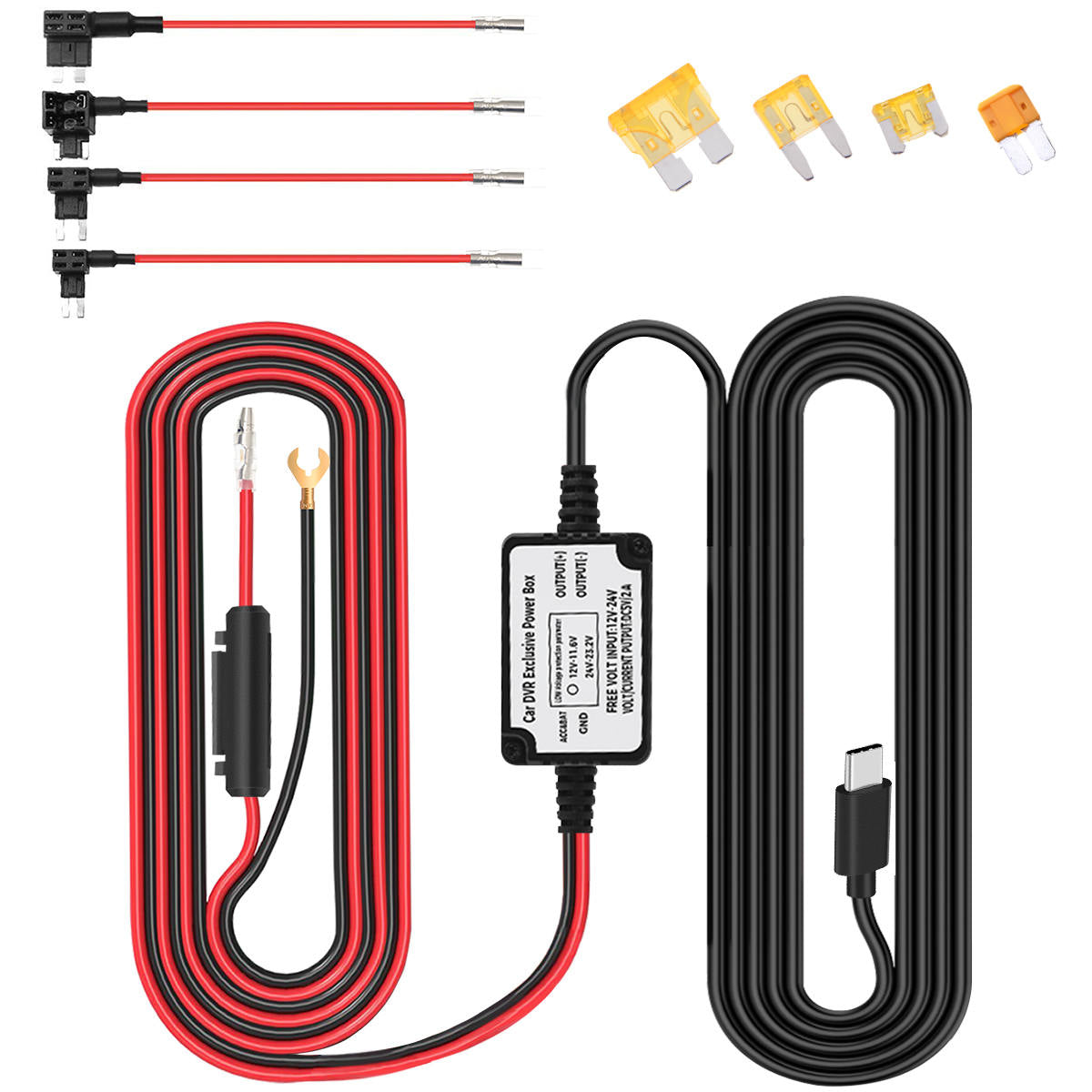 Carpuride Type-C 12V - 24V to 5V/2.5A Max Car Charger Cable kit