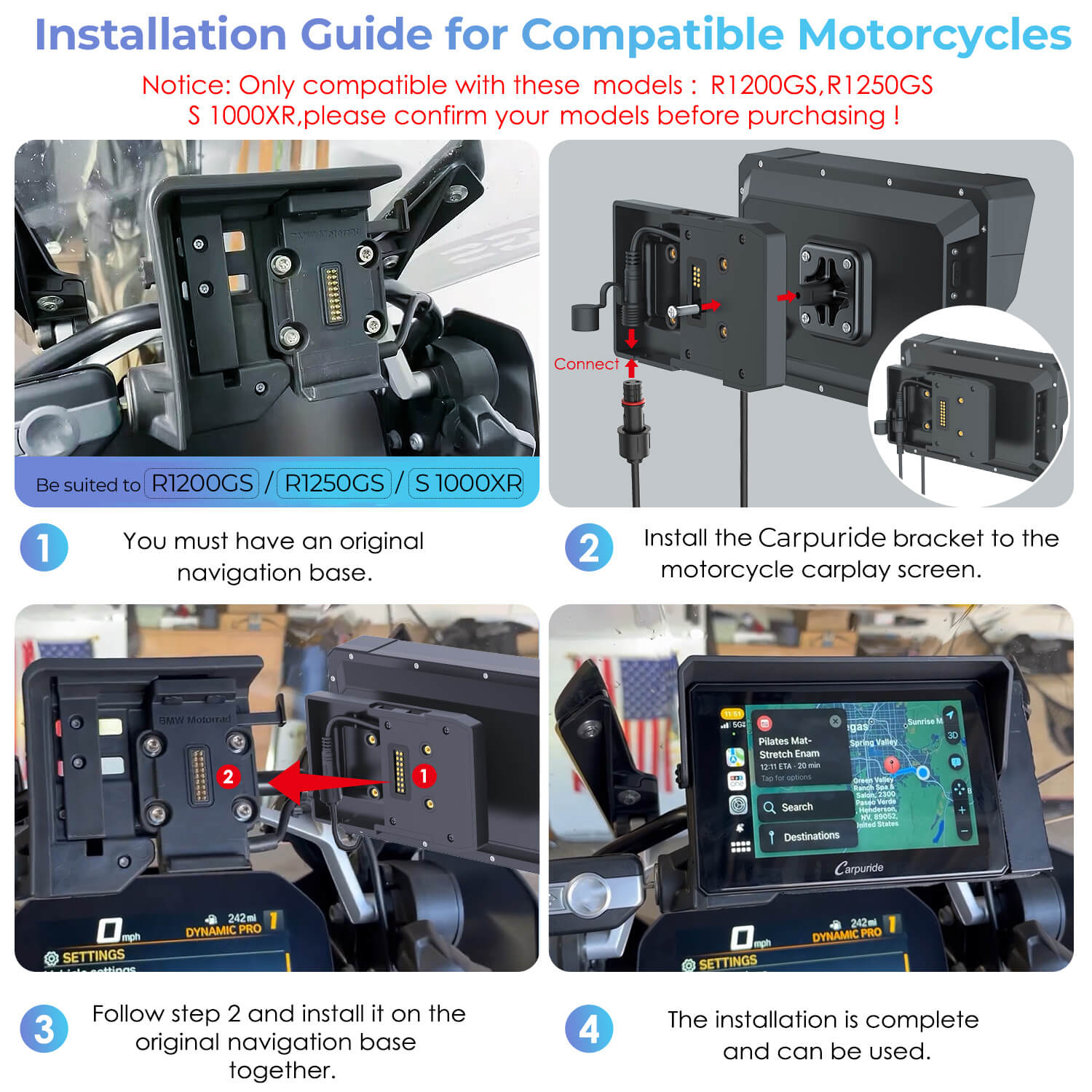 Carpuride Custom Motorcycle Navigation Bracket – Perfect Fit for Select ...