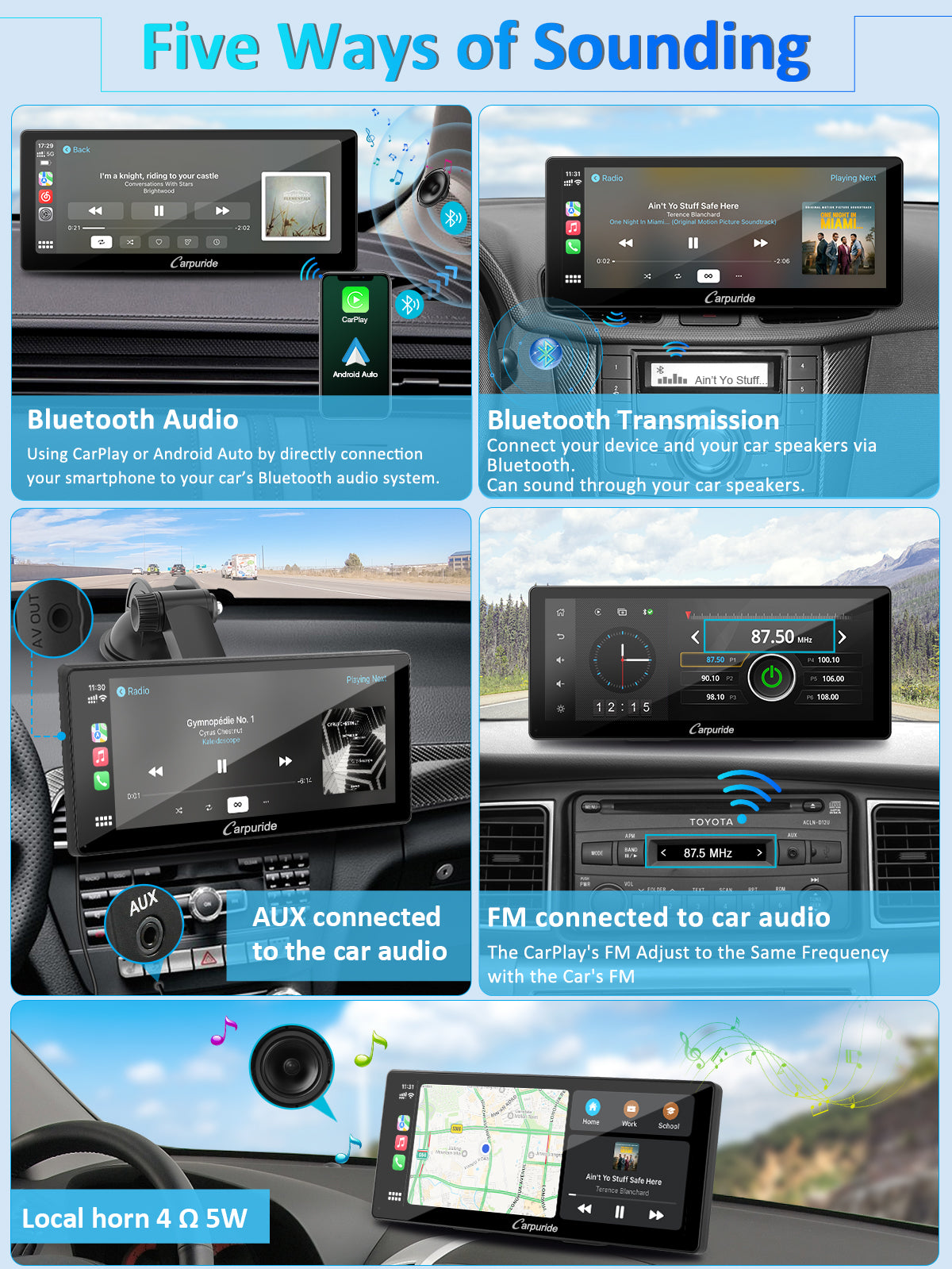 Car Radio with Apple CarPlay & Portable GPS for Car | Carpuride W103 Pro