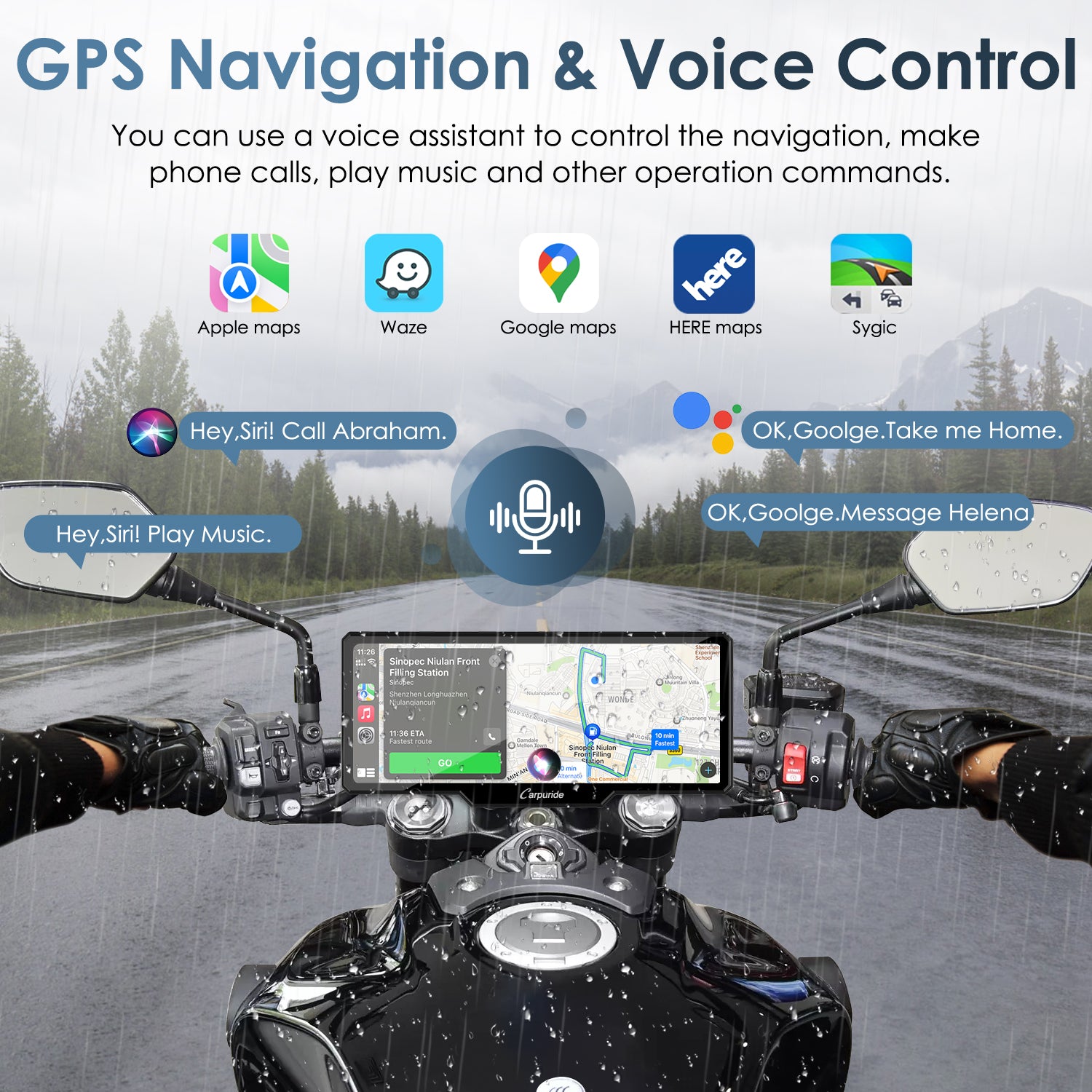Portable CarPlay Dual Bluetooth Motorcycle | Motorcycle Stereo Systems ...
