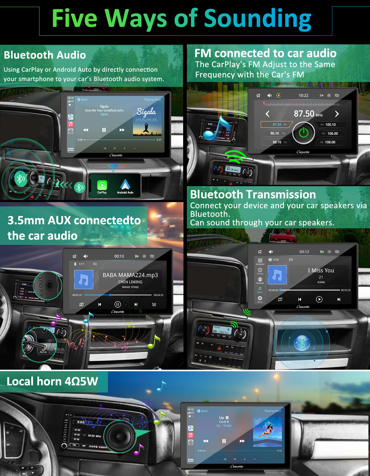 Bluetooth Radio System for Car & Car Stereo Portable | Carpuride W901 Pro