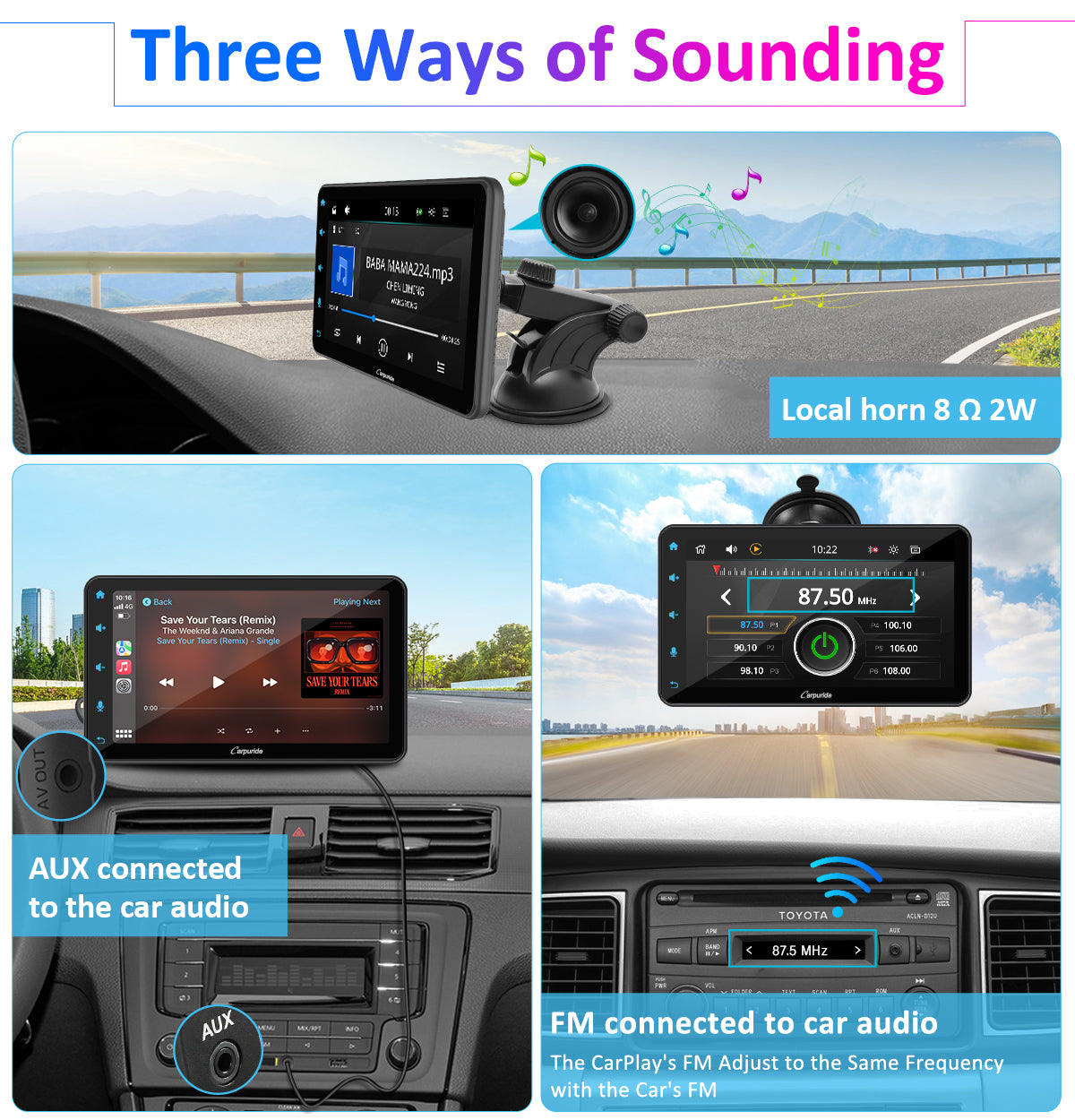 CARPURIDE W707 Wireless Portable Car Stereo