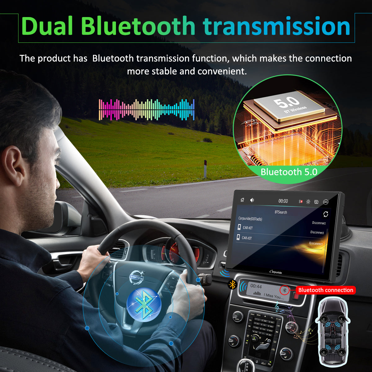 Bluetooth Radio System for Car & Car Stereo Portable | Carpuride W901 Pro