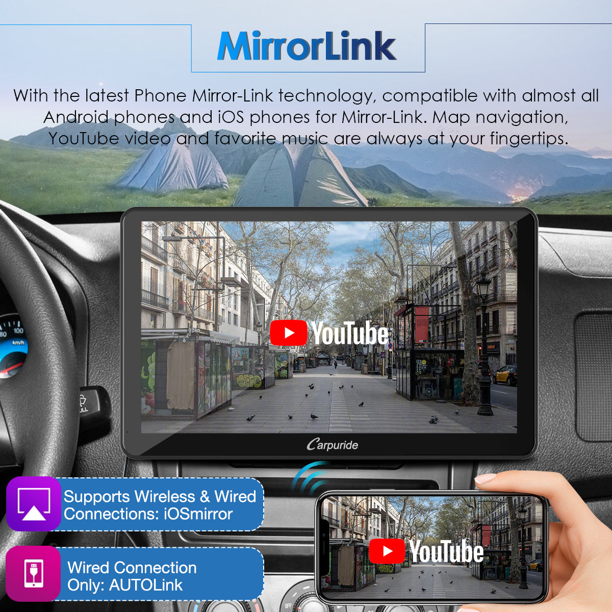 CARPURIDE W101 Portable Smart Multimedia Dashboard Console Suitable fo